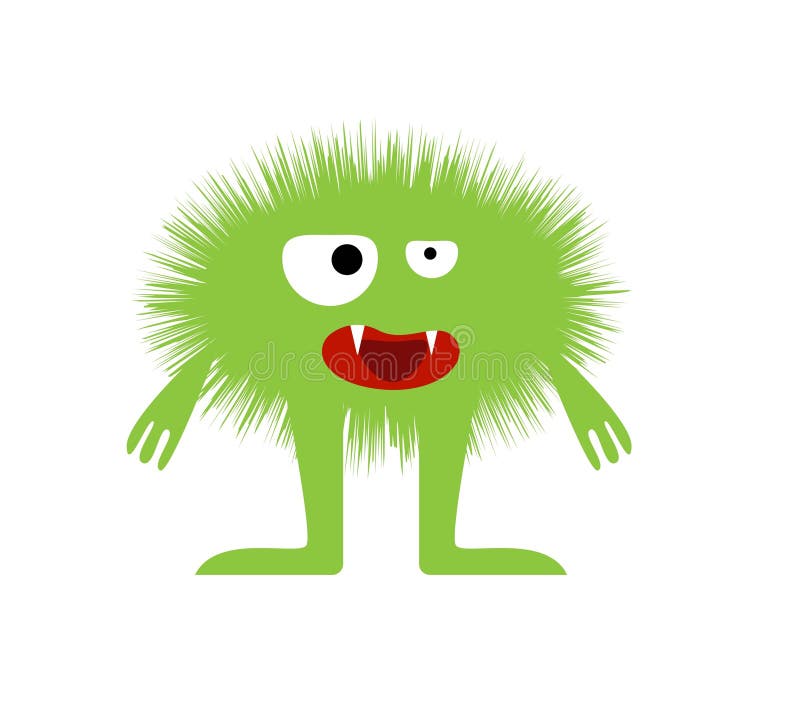 Funny Evil Fluffy Monster Isolated on White Stock Vector - Illustration ...