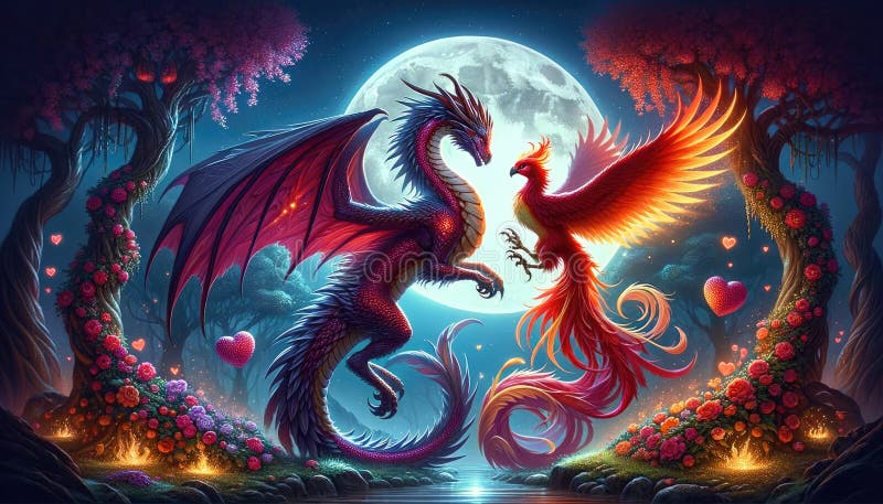 Fantasy Creatures in Moonlight Stock Illustration - Illustration of ...