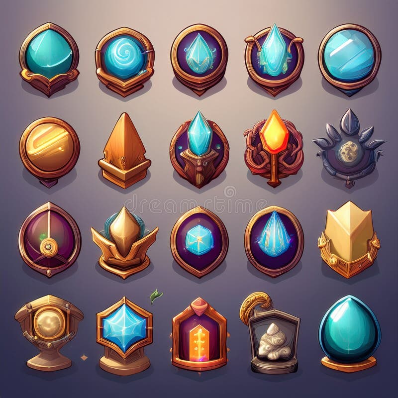 Fantasy crystal set stock illustration. Illustration of vibrant - 375390265