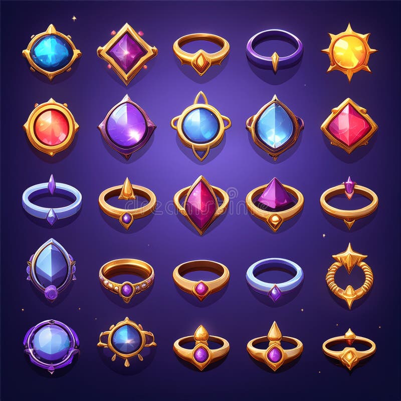 Fantasy crystal set stock illustration. Illustration of like - 375390376