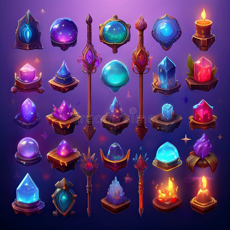 Fantasy crystal set stock illustration. Illustration of include - 375390396