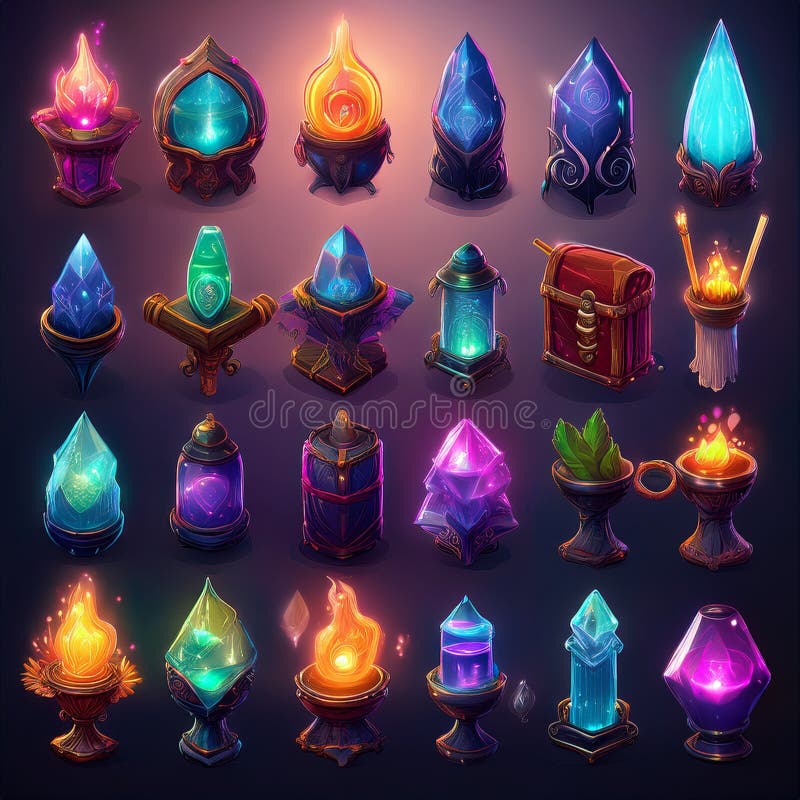 Fantasy crystal set stock illustration. Illustration of suggesting - 375390425