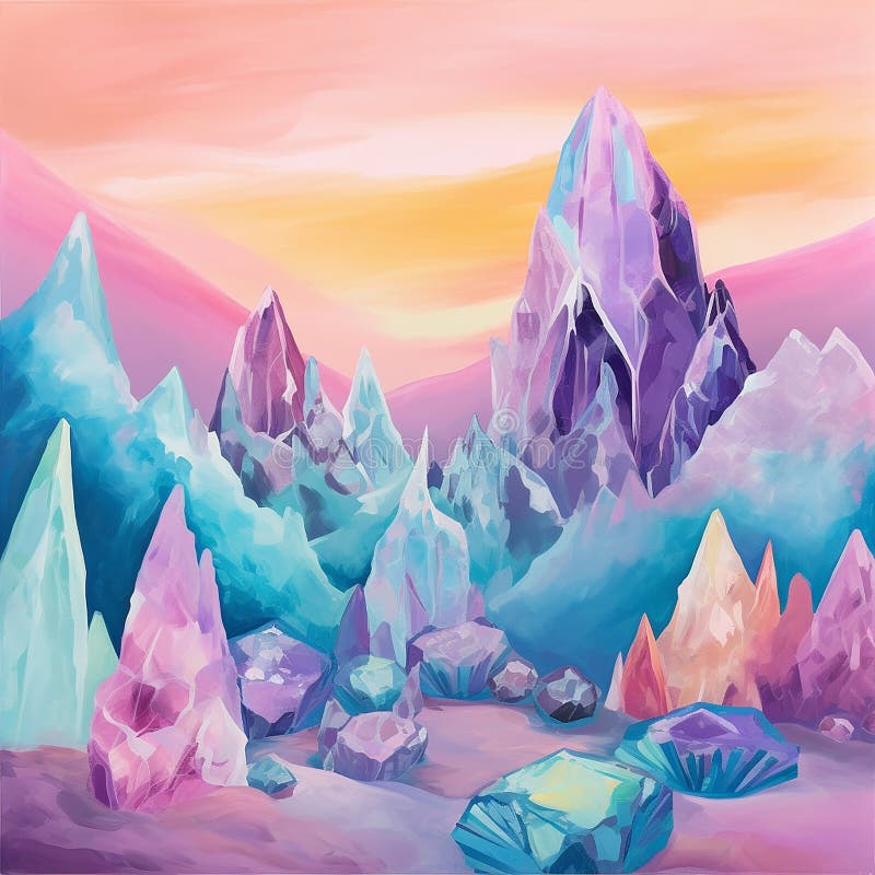 Fantasy Crystalized World in Bright Colors. Created Using Ai Generative ...