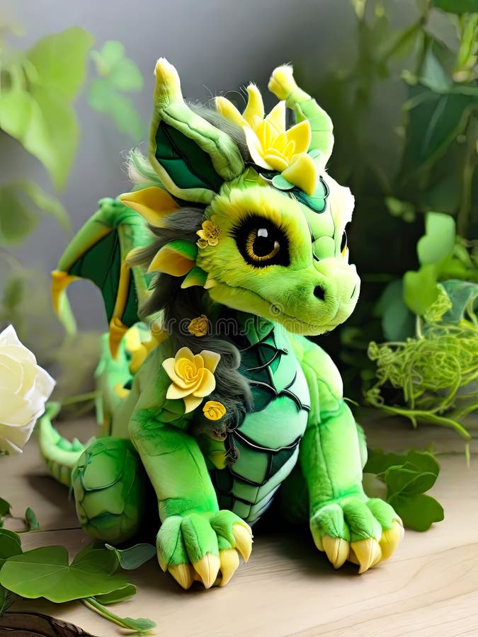 Fantasy cute green dragon stock illustration. Illustration of animal ...