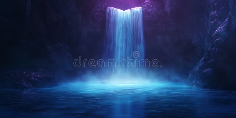 A Fantasy 3D Background Featuring an Enchanted Glowing Waterfall ...