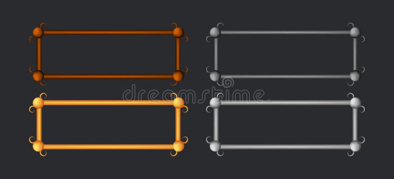 Fantasy 3d Gold and Silver Frames in Medieval Style for Rpg Game Ui ...