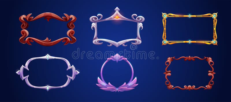 Fantasy Game Ui Frame for Avatar or Menu Banner. Stock Vector ...