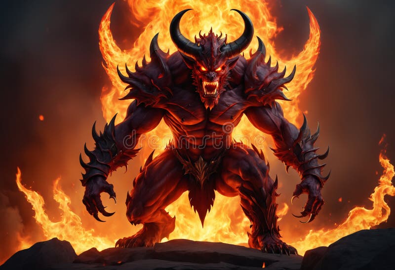 Fantasy Demon on Fire. Generative AI Stock Illustration - Illustration ...