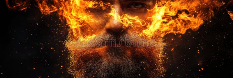 Fantasy Depiction of a Beard Made of Glowing Flames with Dramatic ...