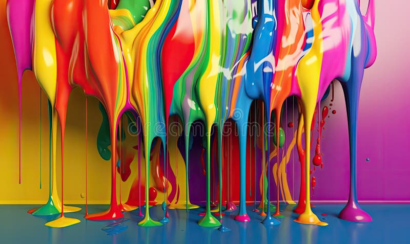 Fantasy Design with Rainbow Paint Dripping Down Creating Using ...
