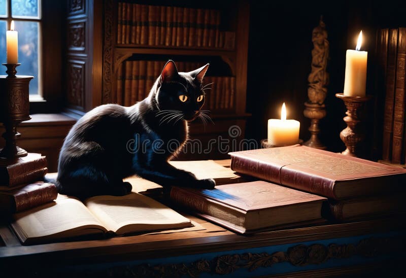 Fantasy Desk with Books and Scrolls. Fantasy Room with a Desk Stock ...