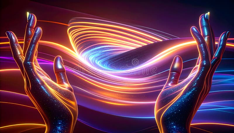 Celestial Touch: Glitter-Skinned Woman in Fantasy Light Stock Image ...