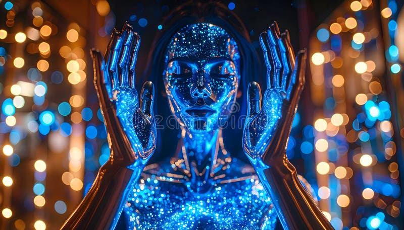 Celestial Touch: Glitter-Skinned Woman in Fantasy Light Stock Image ...