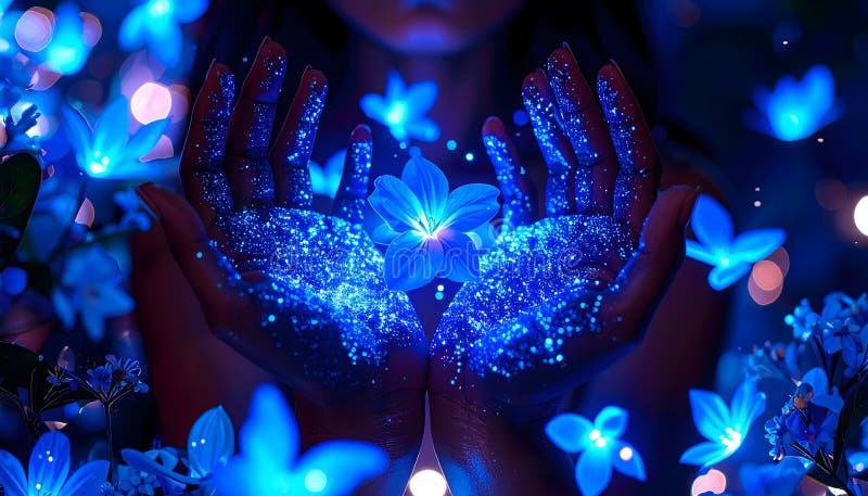 Celestial Touch: Glitter-Skinned Woman in Fantasy Light Stock Image ...