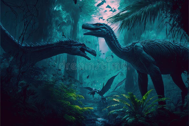 Fantasy in Dinosaur or Predator in the Deep Jungle Scenery. Stock ...