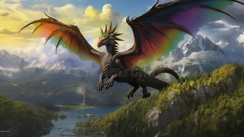 Fantasy Dragon in a Beautiful Landscape Stock Image - Image of dragon ...