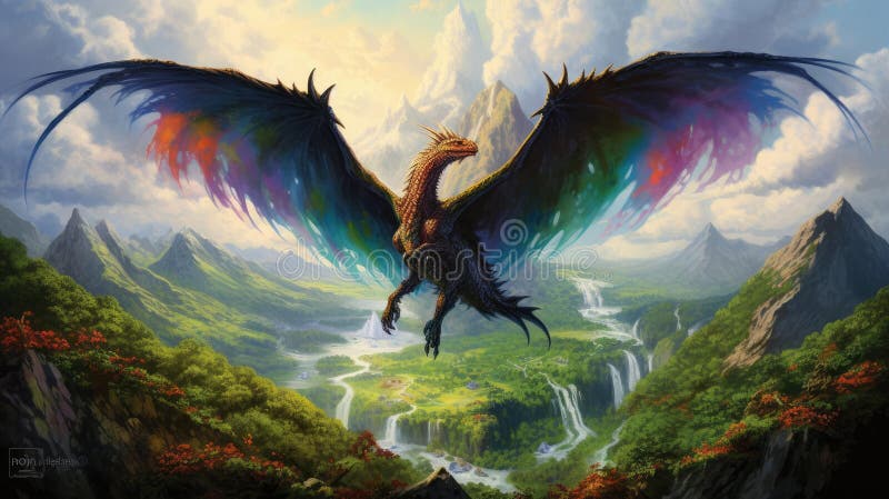 Fantasy Dragon in a Beautiful Landscape Stock Image - Image of ancient ...