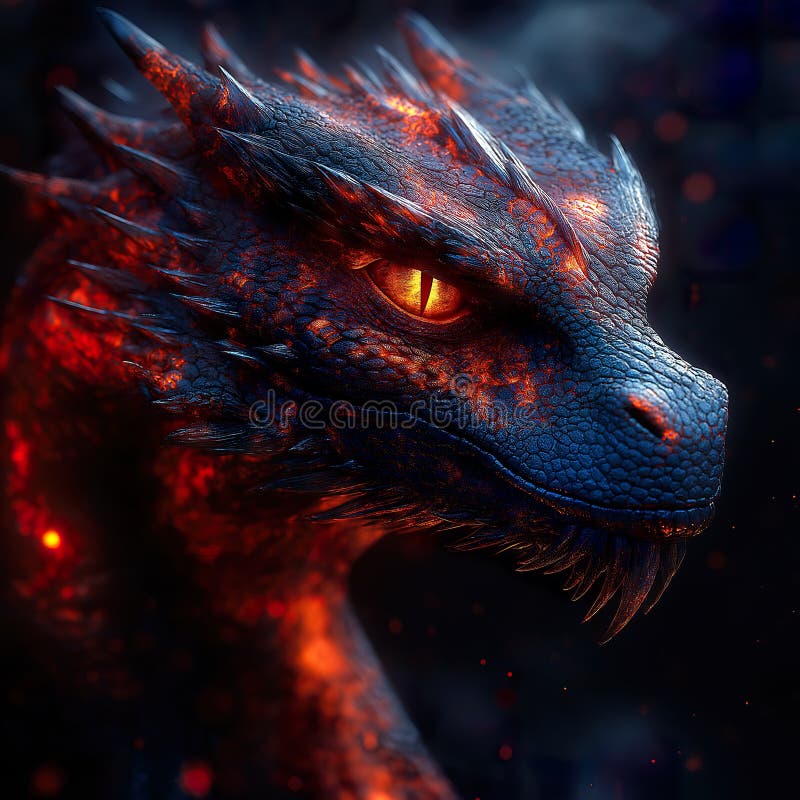 Fantasy Dragon in Fire and Smoke. Stock Illustration - Illustration of ...