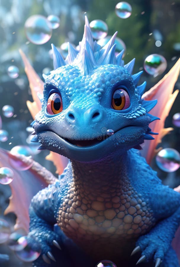 Fantasy Dragon with a Lot of Bubbles. Stock Image - Image of fauna ...
