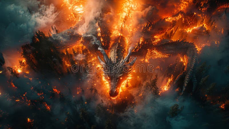 Fantasy Dragon Monster with Fire. Generative AI Stock Image - Image of ...