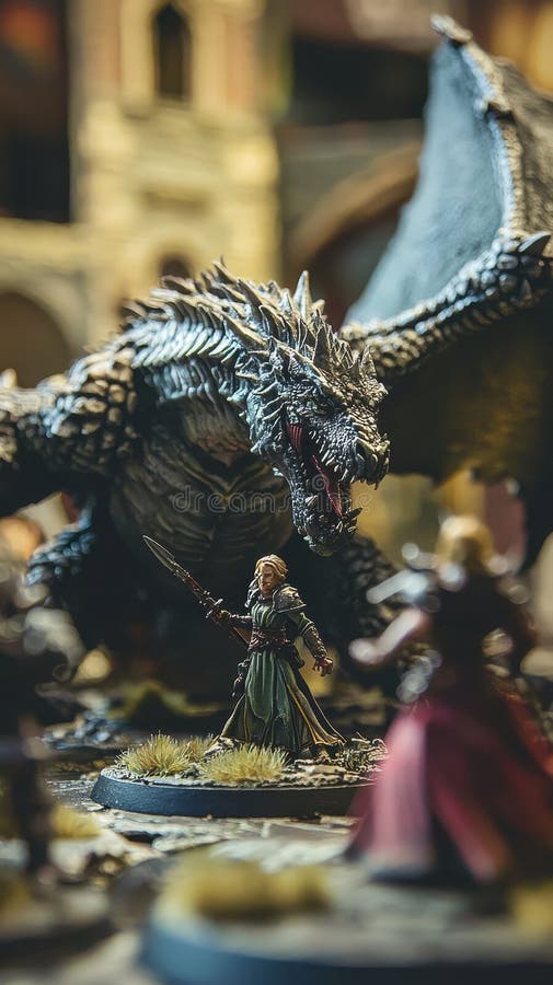 Fantasy Dragon Scene in Tabletop Gaming Setting Stock Image - Image of ...