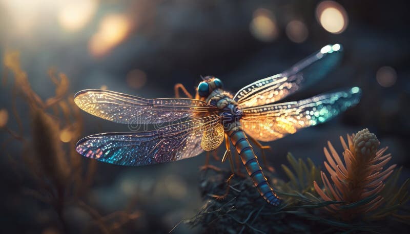 Fantasy Dragonfly Illustration by Generative AI Stock Illustration ...