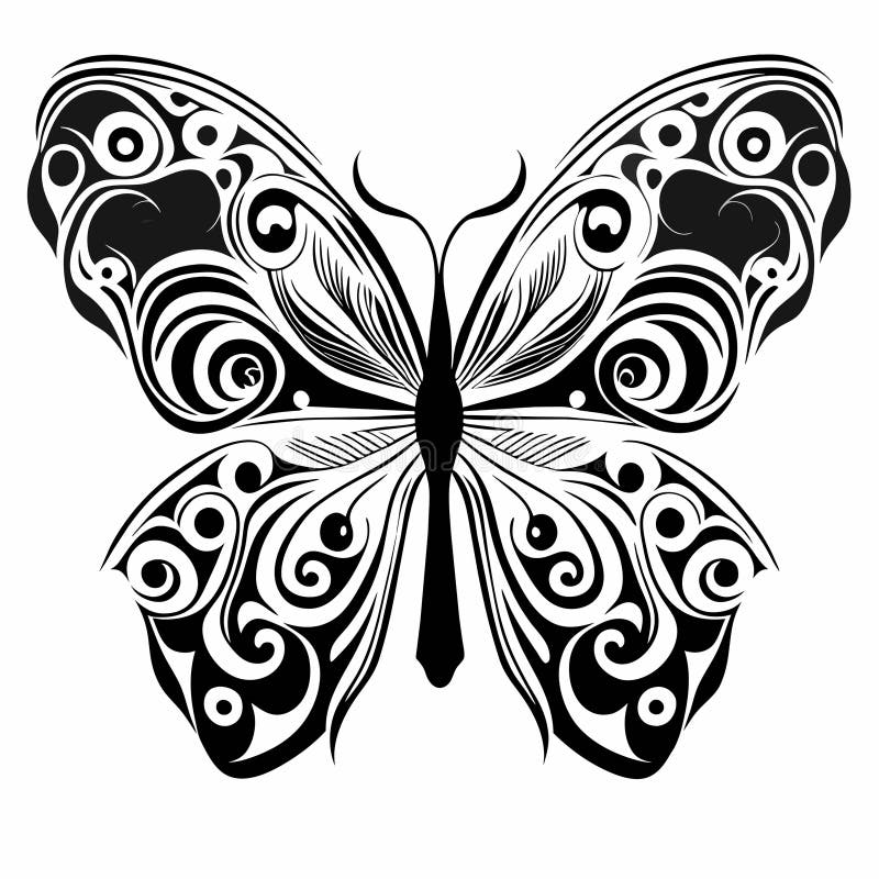 Fantasy Drawing Butterfly Flower Pattern Symbol Stock Vector ...