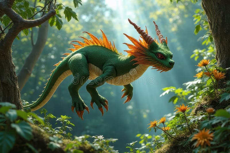 Fantasy Earth Dragon Scene stock illustration. Illustration of details ...