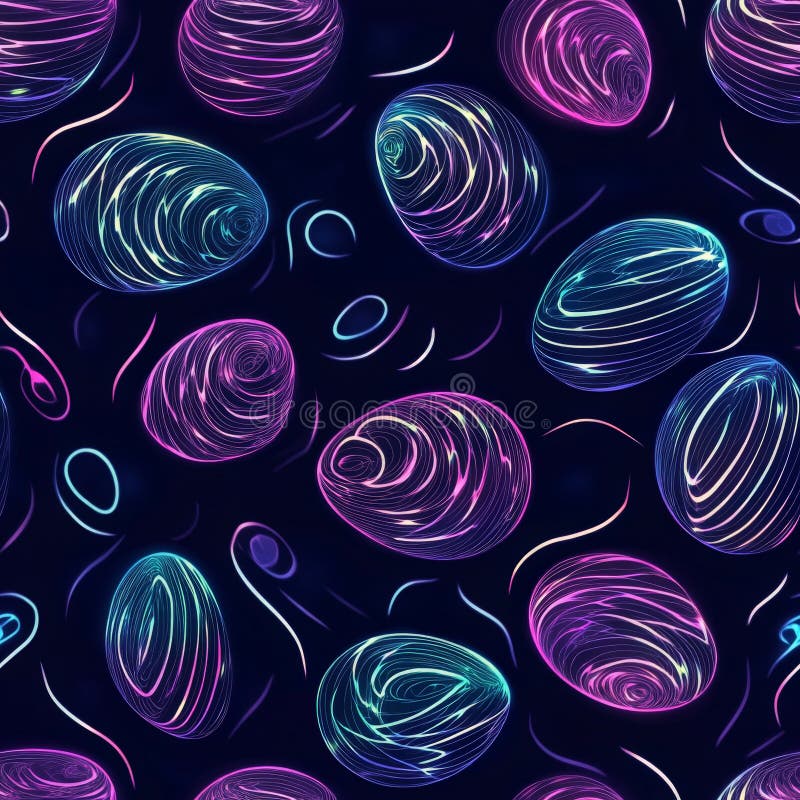 A Fantasy Easter Egg Pattern with Glowing Neon Lines and Dreamlike ...