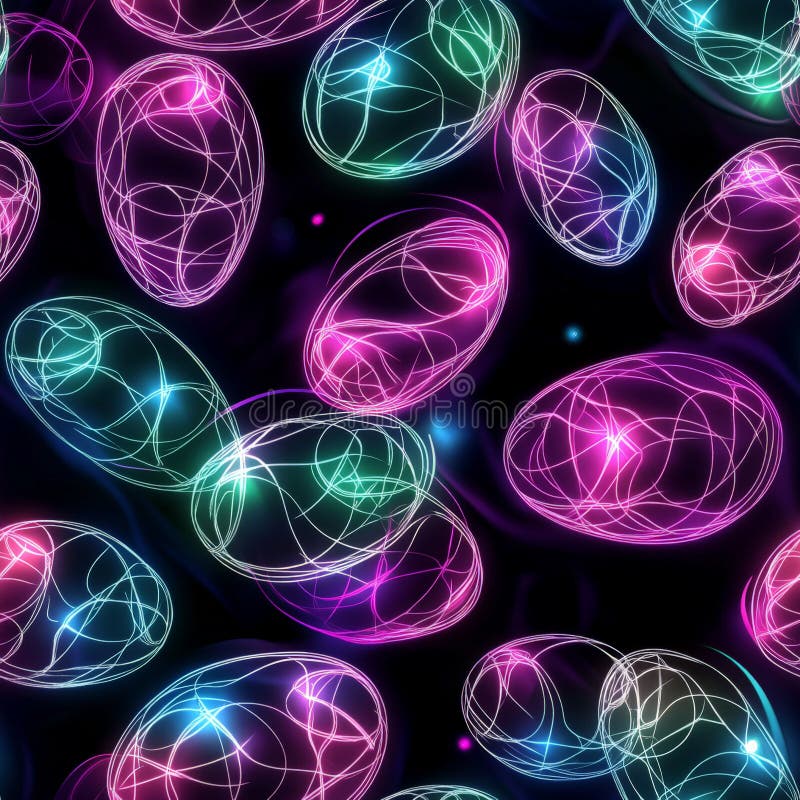 Fantasy Easter Egg Pattern Glowing Neon Lines Dreamlike Patterns Stock ...