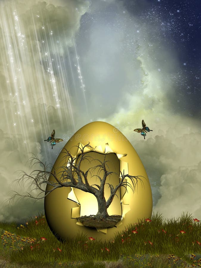 Fantasy egg with tree stock illustration. Illustration of magic - 29316560