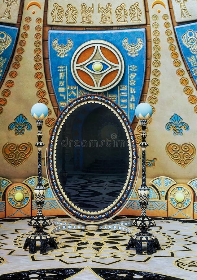 Fantasy Egyptian Throne in a Temple. Stock Illustration - Illustration ...