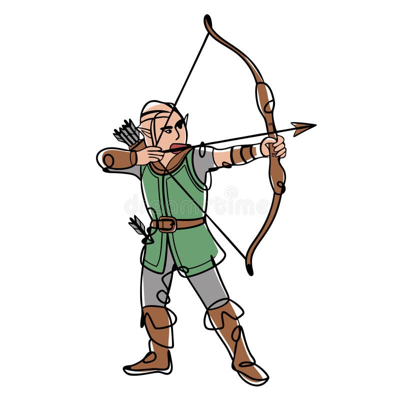 Fantasy Elf Archer Drawing Vector Illustration for Art and Design ...