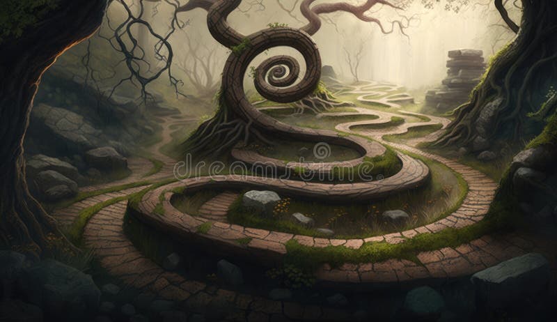 Fantasy Enchanted Landscape Dense Forest. Generative AI Stock ...