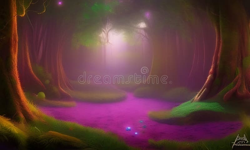 Fantasy Enchanted Landscape Dense Forest. Generative AI Stock ...