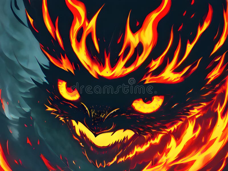 Fantasy Evil Fire Monster, Abstract Background, AI Generated Stock ...