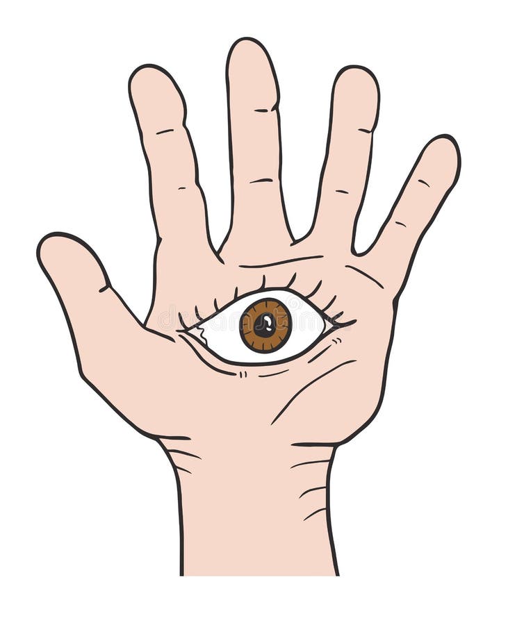 Fantasy eye in hand stock vector. Illustration of icon - 48538870