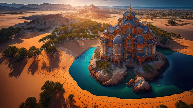 Fantasy Fairy Tale House in the Desert. 3D Rendering Stock Illustration ...