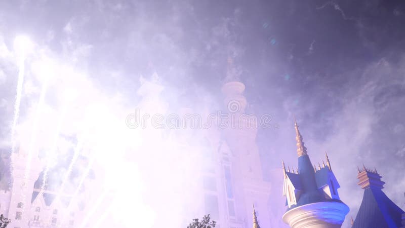 Fantasy Fairytale Flying Rocks with Castle. Realistic 4k Animation ...