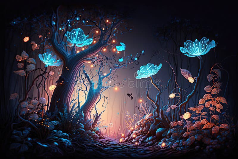 Magical Pathway through Enchanted Forest, Illuminated with Sparkling ...