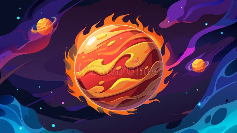 Fantasy Fire Planet in Galaxy Background Stock Vector - Illustration of ...