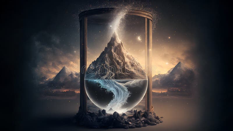 Fantasy Flask Half-filled with Water and with a Mountain in it, Neural ...