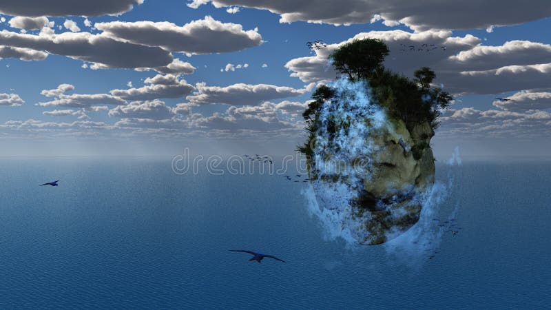 Fantasy Floating Island stock illustration. Illustration of float ...