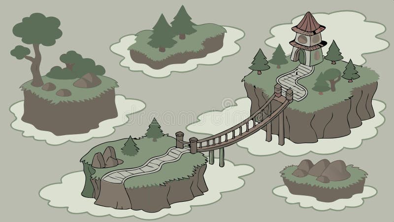 Fantasy Floating Islands Map, Whimsical World Design, Vector Design ...