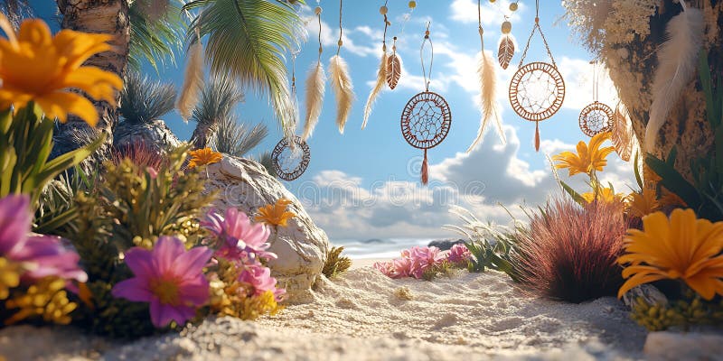 Fantasy Flower Path Dreamy Surreal Art Background Wallpaper Stock ...