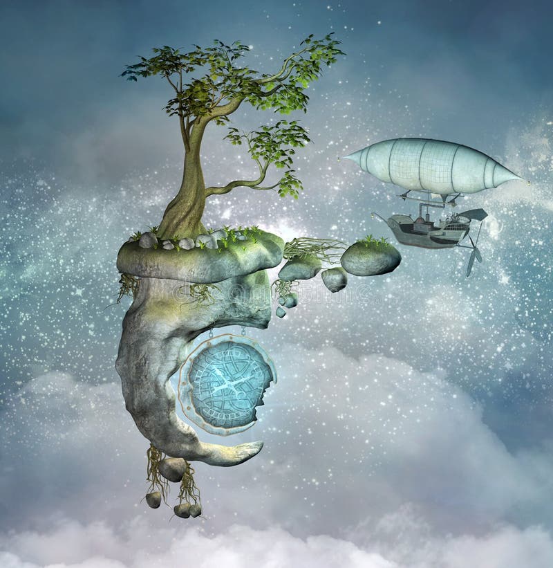 Magic Trip through a Starry Sky Stock Illustration - Illustration of ...