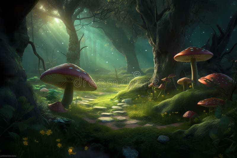 Fantasy Magical Forest Landscape. Stock Image - Image of dreamy ...