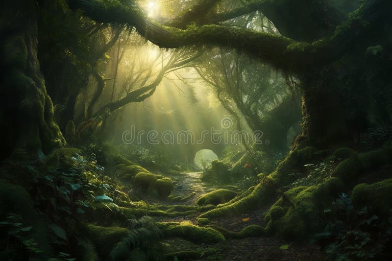 Fantasy Magical Forest Landscape. Stock Image - Image of landscape ...