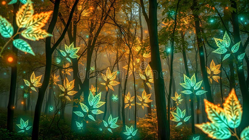 Fantasy Forest with Magic Lights in the Night. Magical Forest with ...