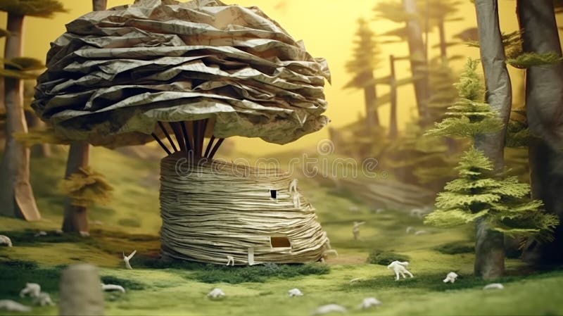 Fantasy Forest with Paper, Natural Forest Paper Tree , Old Newspaper ...